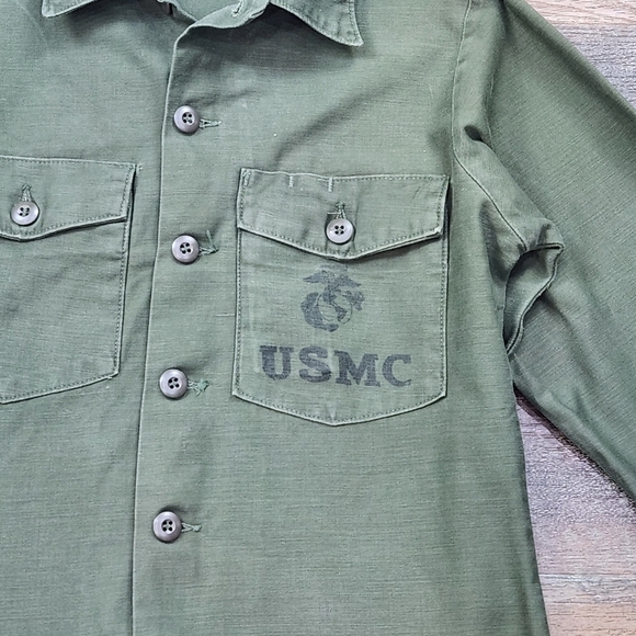 USMC | Shirts | Vintage Usmc 6s Era Button Up Grern Shirt Size 55 X 35 ...
